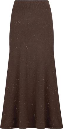Liu Jo Femme, Jupes, Brun, Taille: 36 FR Jupe Midi en Tricot avec Sequins