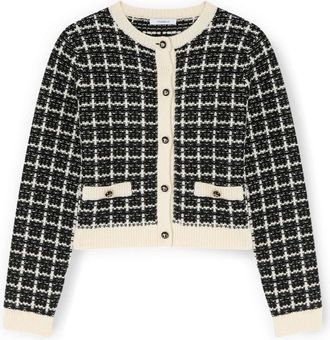 Motivi Femme, Pulls, Noir, Taille: 40 FR Check Knit Cardigan