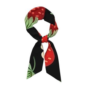 Generic &Eacute;charpe fraise pour femme - &Eacute;charpe tour de cou pour sacs &agrave; main - Fleur de fruits - Bandeau en satin de soie - Pour le sport, le yoga et le visage