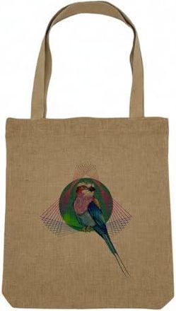 Fabulous Sac Shopping Tote Bag Aspect Lin - Lilac Roller Collage Vintage Illustration Art Animal Oiseau G&eacute;ometrie Esth&eacute;tique - Sac de Courses Toile Epaisse 360