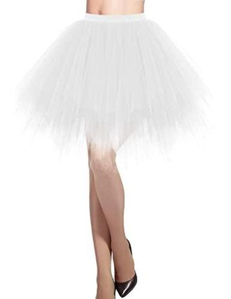 Dresstells Jupon Jupe Ballet Tutu Court en Tulle Couleurs vari&eacute;es, Blanc XL