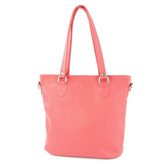 modamoda.de T215 - Italienische Ledertasche Shopper Large, Farbe:Bubble Gum