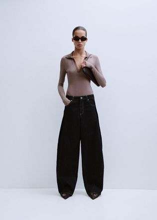 Mango Balloon-Jeans mit mittlerer Bundh&ouml;he schwarz - Damen - 32 - MANGO