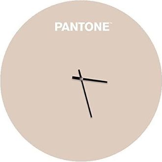 Homemania Pantone by Homemania Homemania Sunrise Runde Wanduhr für Wohnzimmer Küche Büro Sand Weiß Metall 40 x 0,15 x 40 cm, Maße du Produit: L40xP0,15xA40 cm, 
