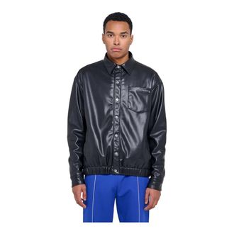 John Richmond Homme, Vestes, Noir, Taille: 2XL Faux Leather Shirt
