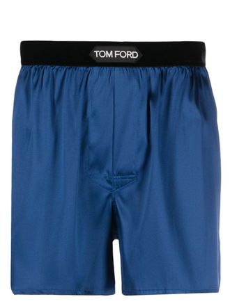 Tom Ford Boxershorts aus Seide mit Logo - Blau