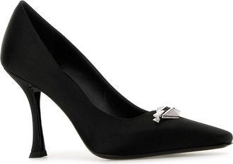 Jimmy Choo London Blackcrystal Satin W-Pave Diamond Link Scarpe Con Tacco W/pave High Heel Shoes