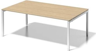 Bisley Cito Chefarbeitsplatz/Konferenztisch, 650-850 mm höheneinstellbares U-Gestell, Metall, Mp396 Dekor Ahorn, Gestell Verkehrsweiß, 120 x 200 x 85 cm