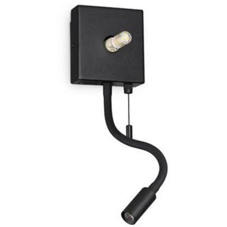 Ideal Lux [NEUWERTIG] B-Ware Ideal Lux Wandlampe Leuchte Led Leselicht Kid Schwarz Stoff Usb Port