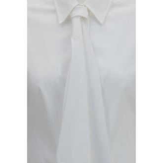 Brunello Cucinelli Cotton-Blend Dress Shirt with Tie Shirt - White