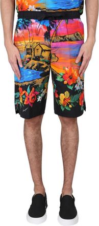 Dolce & Gabbana Sunset Print Cotton Bermuda Shorts - Multicolor