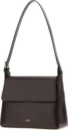 A.P.C. Womens Dark Brown Leather Virginie Shoulder Bag Tonka Borse A Tracolla