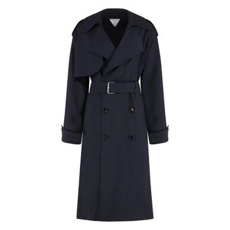 Bottega Veneta Feiner Woll-Trenchcoat - - Coats - Damen - Blau - XS
