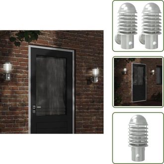 vidaXL Appliques murales dext&eacute;rieur et capteurs 2pcs acier inoxydable - Applique Murale Exterieure - &Eacute;clairage Exterieur - Luminaire Mural - Lampes