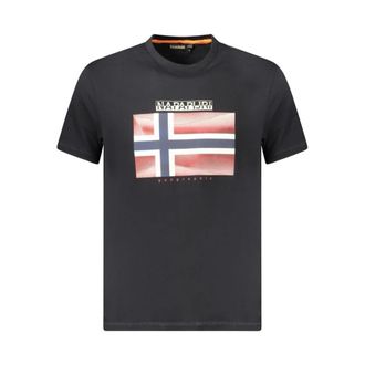 Napapijri Baumwoll-T-Shirt mit Rundhalsausschnitt - - Tops - Herren - Schwarzk - S