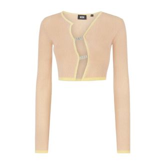 GCDS Comma Rippstrick Cropped Cardigan - - Knitwear - Damen - Rosa - M