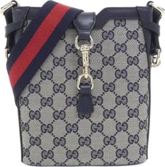 Gucci Sac bandouli&egrave;re en toile GG en cuir Pre-owned - Femme - Pre-owned - Bleu - Taille: ONE Size