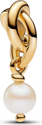 Pandora Moments Behandelte Süßwasserzuchtperle Ewigkeitskreis Charm-Anhänger aus Sterling Silber mit vergoldeter Metalllegierung, Kompatibel Moments Armbänder