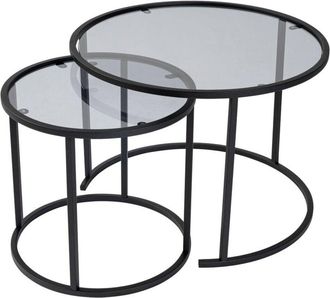 Dmora Set mit 2 Couchtischen Abbadesse, Niedriger Wohnzimmertisch, Kaffeeregal, Couchtisch für Sofa, 60x60 h43 cm, Schwarz und Grau - Dmora