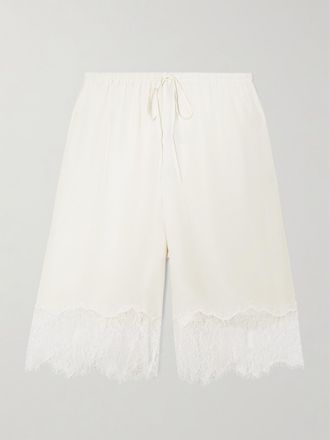 Staud Short En Soie &Agrave; Finitions De Dentelle Verano - Blanc