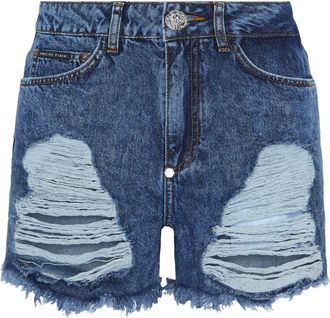 Philipp Plein Damen, Shorts, Blau, W27Gr&ouml;&szlig;e