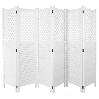 Mendler Paravent HWC-A84, Raumteiler Trennwand Sichtschutz, Ornamente 170x245cm - wei&szlig;