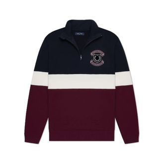 Fred Perry Bestickter Schild Halber Rei&szlig;verschluss Pullover - - Sweatshirts & Hoodies - Herren - Mehrfarbig - XL