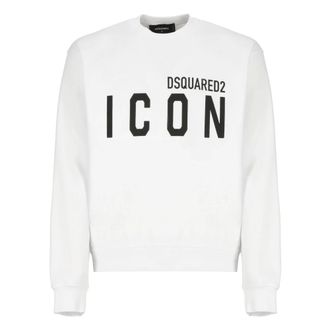 Dsquared2 Wei&szlig;er Baumwollpullover mit Logo - - Sweatshirts & Hoodies - Herren - Wei&szlig; - 2XL