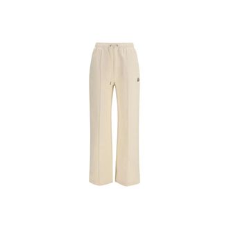 Moncler Femme, Pantalons, Beige, Taille: 38 FR Pantalon de surv&ecirc;tement athl&eacute;tique en coton avec cordon de serrage &agrave; la taille