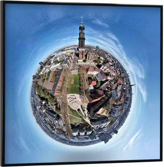 artboxONE Poster mit schwarzem Rahmen 40x40 cm Städte Kirche St. Michaelis -Michel in HH - Bild Hamburg
