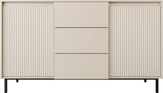 Mirjan24 Kommode Ozmi 2D3SZ mit 2 Türen und 3 Schubladen, innen 4 Fächer, Metallfüße, Push to Open, Türkommode, Highboard, Anrichte, Sideboard (Cashmere)