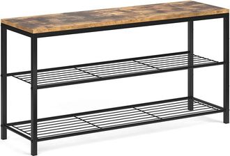 Vicco Schuhbank Fyrk, Sitzbank mit Stauraum, Eiche rustikal/Schwarz, 100 x 51.5 cm