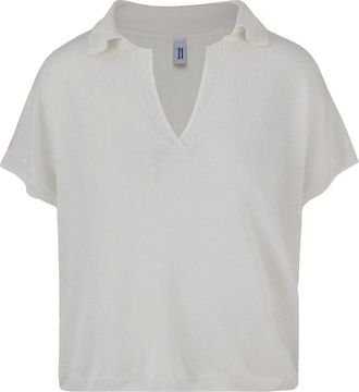 Bomboogie Femme, Pulls, Blanc, Taille: 42 FR Polo en lin