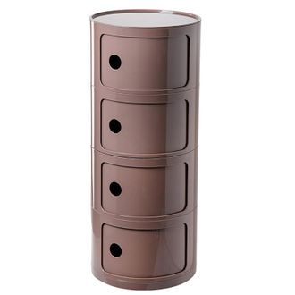 Generic Runder Nachttisch Mit Schubladen, 3-stufiger Beistelltisch Mit Schiebet&uuml;ren for Schlafzimmer, Wohnzimmer, Badezimmer (rot)(Coffee,4 Tier)