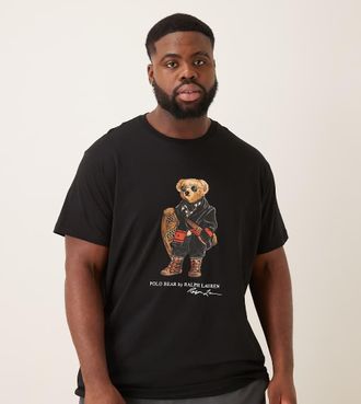 Polo Ralph Lauren Big & Tall - Holiday - T-Shirt in Schwarz mit klassischer Passform und Polo Bear-Print