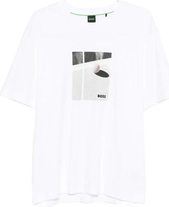 HUGO BOSS Homme, Tops, Blanc, Taille: S T-shirt Tennis-artwork