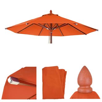 Mendler Ersatz-Bezug f&uuml;r Gastronomie Holz-Sonnenschirm HWC-C57, Sonnenschirmbezug, rund &Oslash;3m Polyester 3kg - Terracotta