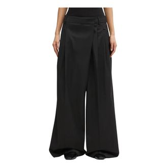 Ganni Calendered Wool Mid Waist Pants - - Trousers - Damen - Schwarzk - M