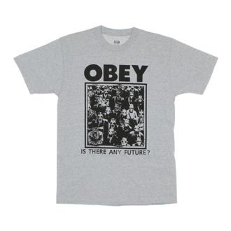Obey Homme, Tops, Gris, Taille: XL T-shirt classique gris col rond