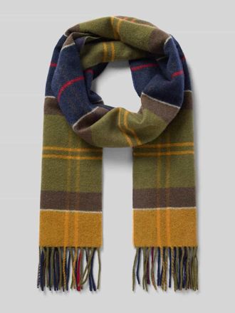 Barbour Schal aus Lammwolle mit Fransenabschluss