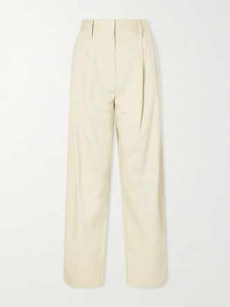 Proenza Schouler Pantalon Droit En Coton M&eacute;lang&eacute; &Agrave; Plis Taya - Jaune