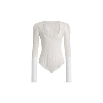Alberta Ferretti Femme, Tops, Blanc, Taille: 42 FR Wool Lace Bodysuit
