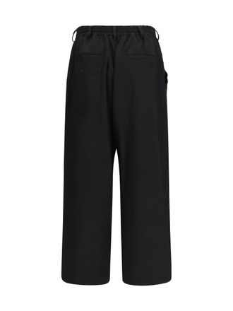 Yohji Yamamoto Wool Straight-Leg Trousers - Black
