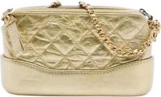 Chanel Sac bandouli&egrave;re matelass&eacute; en cuir de veau m&eacute;tallis&eacute; Pre-owned - Femme - Pre-owned - Jaune - Taille: ONE Size