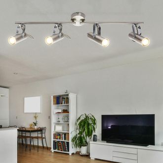 Globo Lighting Barre de spots led 4 flammes plafonnier pivotant plafonnier spot avec spots mobiles, chrome, 4x 4W 256Lm blanc chaud, LxlxH 68 x 8 x 16 cm