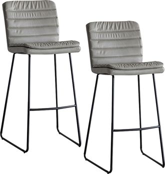 Generic Barhocker, Barhocker mit R&uuml;cken- und Fu&szlig;st&uuml;tze, mit PU-Leder bezogene Barhocker in Tresenh&ouml;he, einfache Montage, Sitzh&ouml;he 76 cm