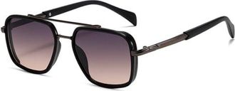 Generic Lunettes de soleil de luxe à double pont pour femme - Style rétro dégradé - UV400 - Lunettes de soleil dextérieur punk pour homme - Noir - Gris fusil 