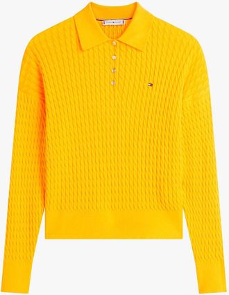 Tommy Hilfiger Polo d&eacute;contract&eacute; en maille torsad&eacute;e en coton