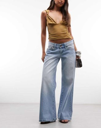 Abrand 00 - Jean large &agrave; taille basse - Bleu clair d&eacute;lav&eacute;