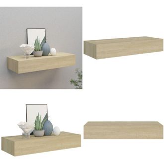 vidaXL Vidaxl - Wandregal mit Schublade Eichen-Optik 60x23,5x10 cm mdf - Wand Regal - Regal Mit Schublade - Holz Optik - Eiche Farbton - Wohnzimmer M&ouml;bel